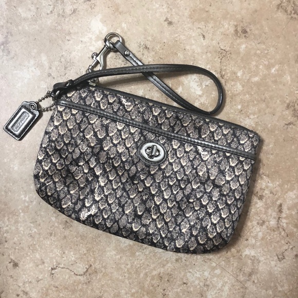 Coach | Bags | Coach Snake Skin Wristlet Bag Purse Clutch | Poshmark